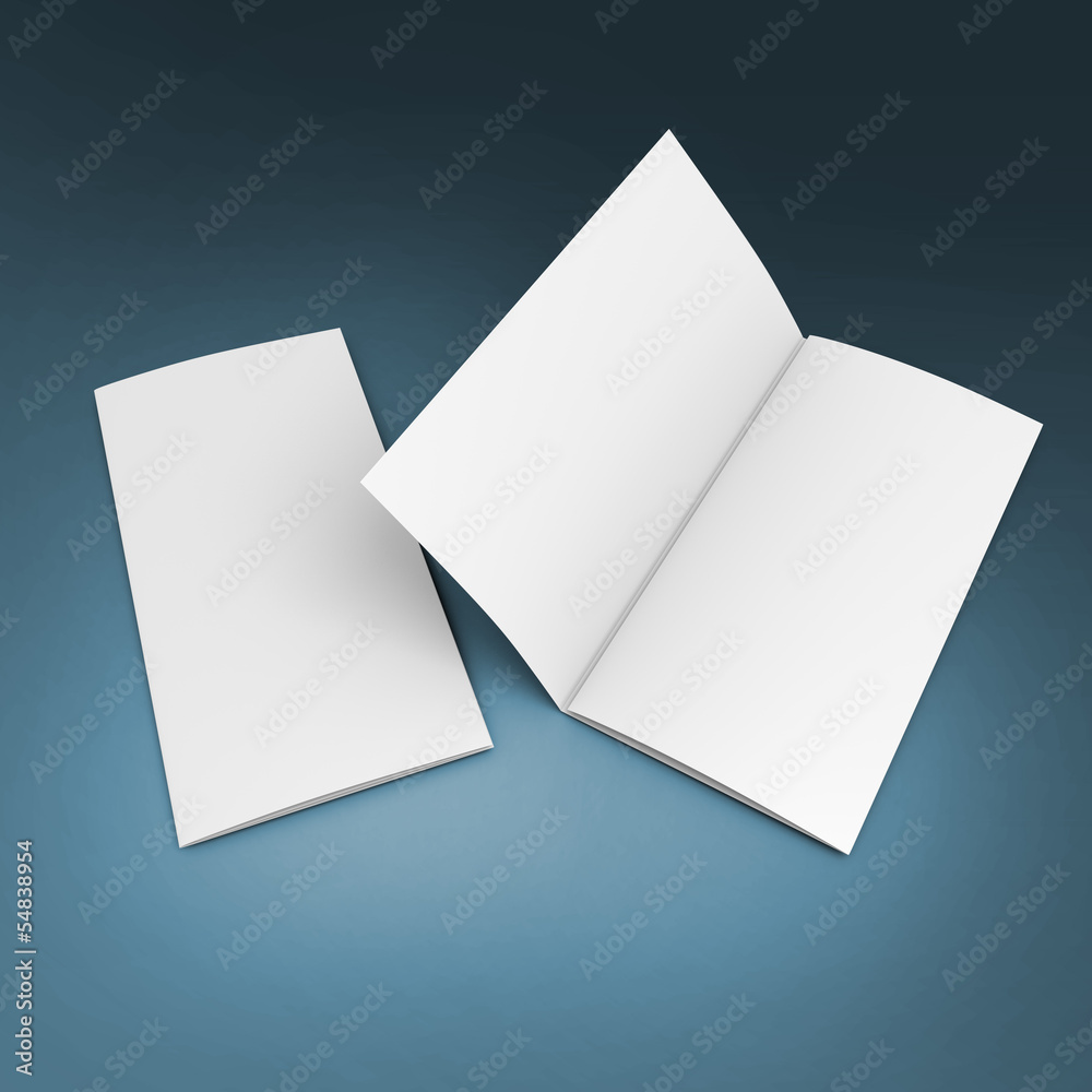 blank leaflet template in dl size with three wings on blue Stock ...