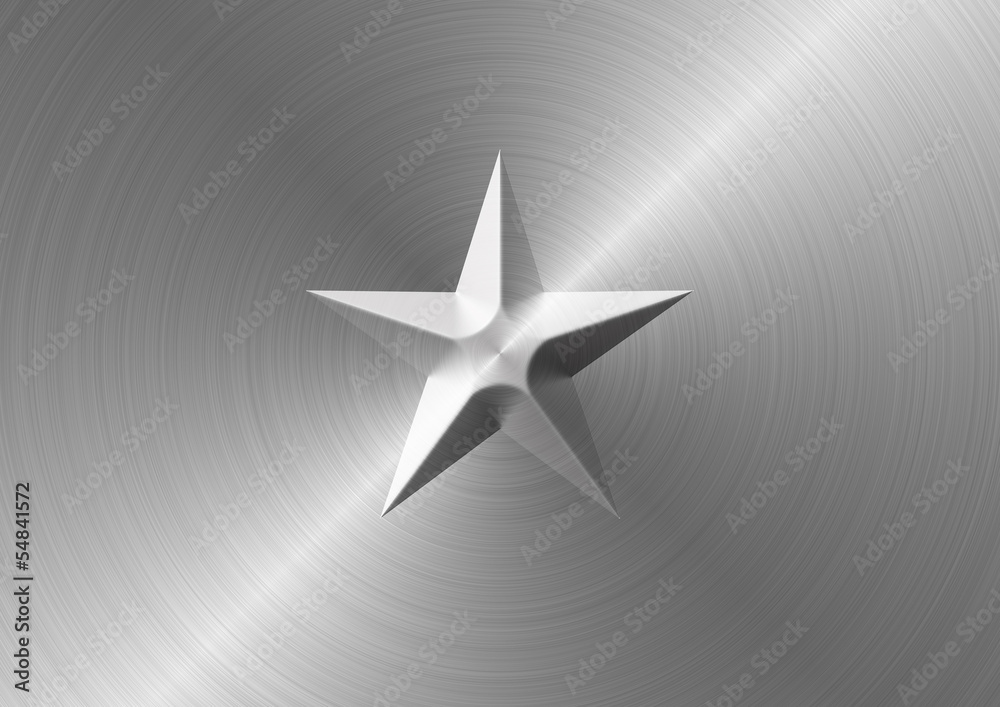 Brushed metal texture with beveled star ilustração do Stock | Adobe Stock
