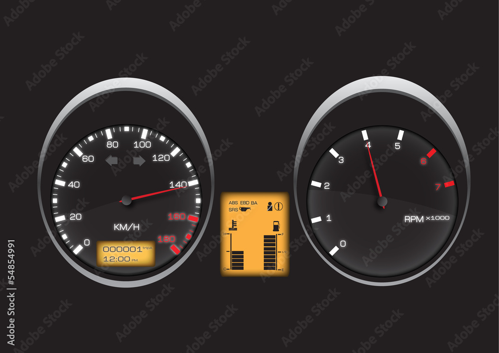 car gauge on black dashboard Stock Vector | Adobe Stock