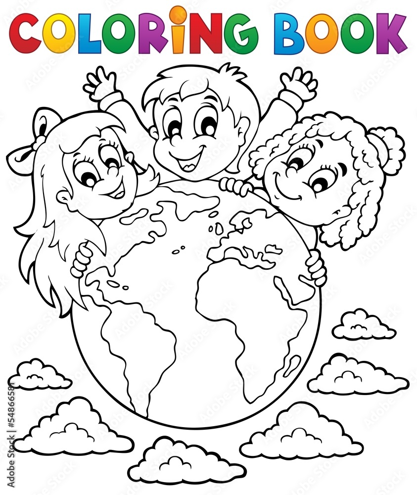 Coloring book kids theme 2 Stock Vector | Adobe Stock