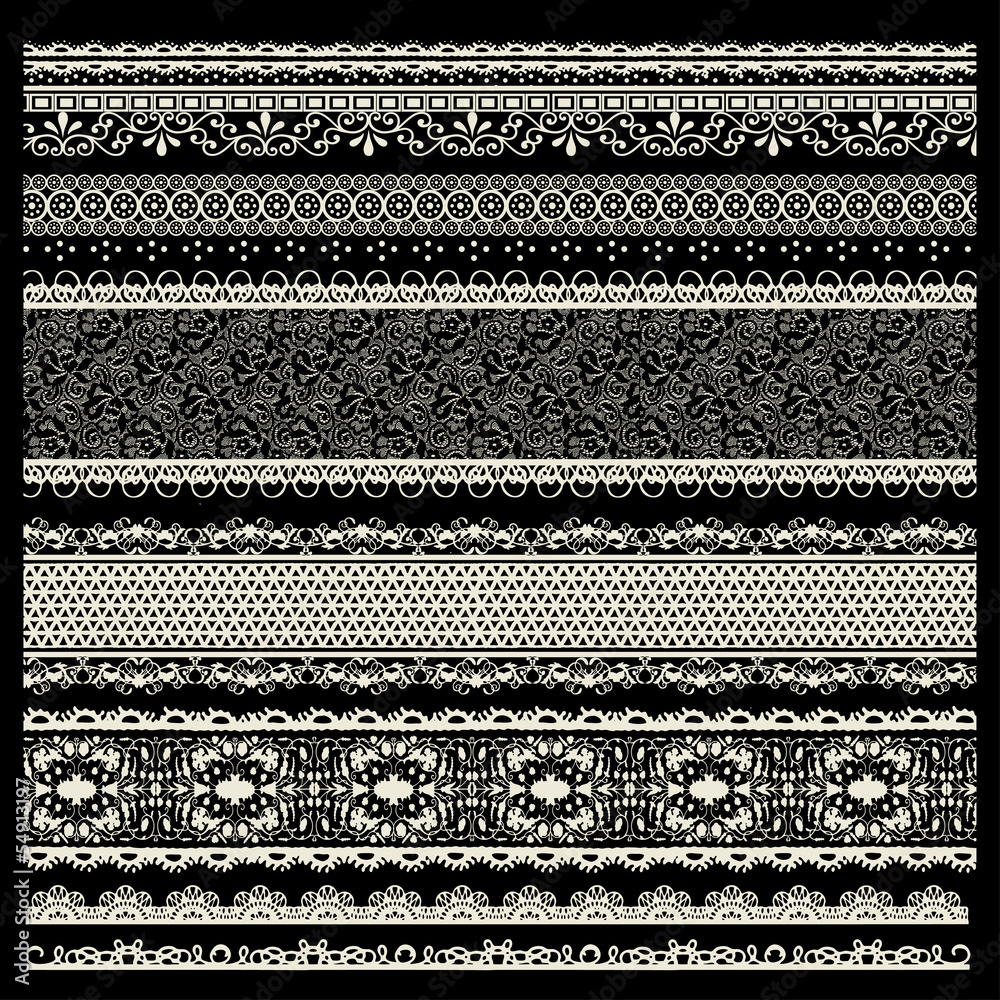 vector set of lace trims Stock Vector | Adobe Stock