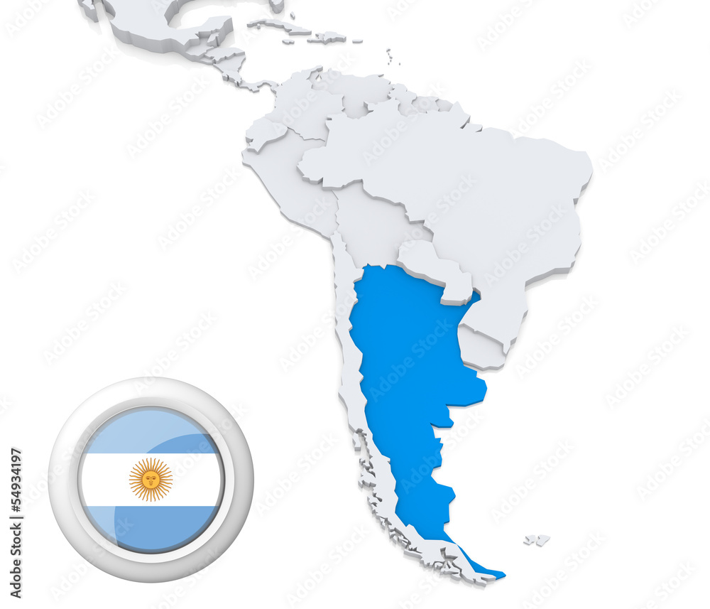 Argentina on a map of South America Stock Illustration | Adobe Stock