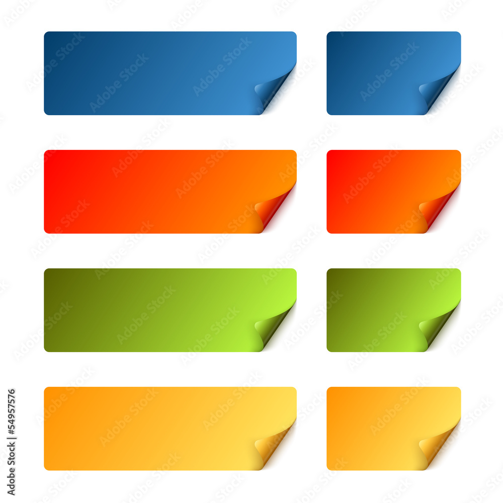 Sticker Set mit gebogener Ecke - bunt Stock-Vektorgrafik | Adobe Stock