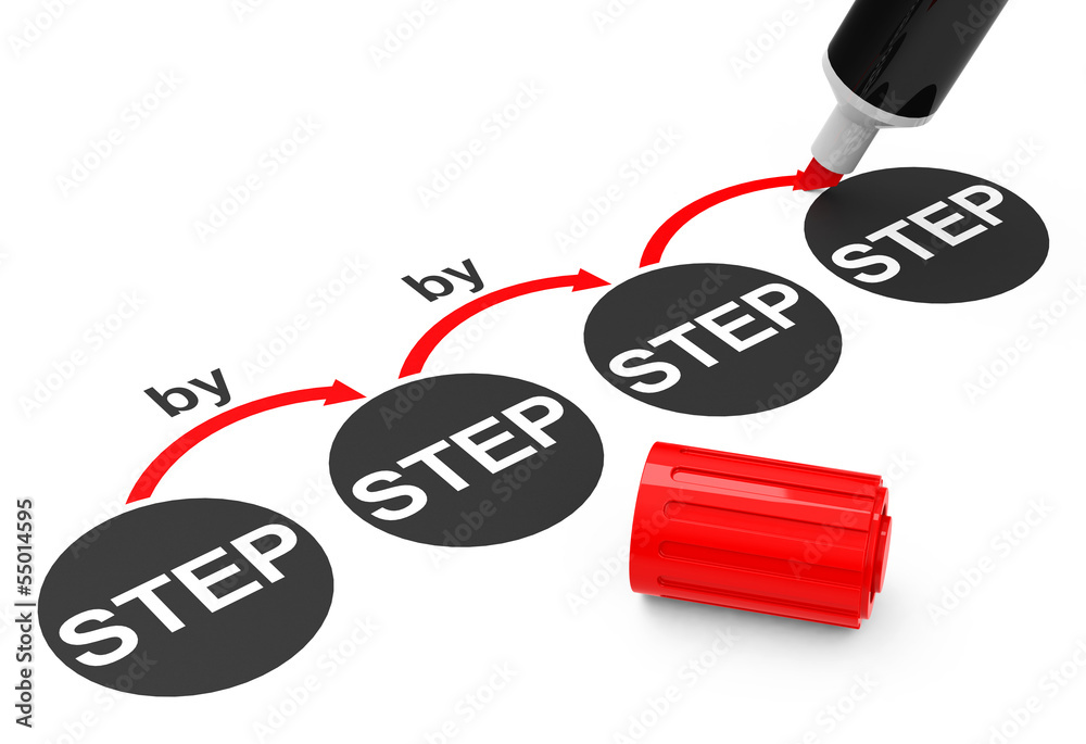 STEP by STEP Stock-Illustration | Adobe Stock
