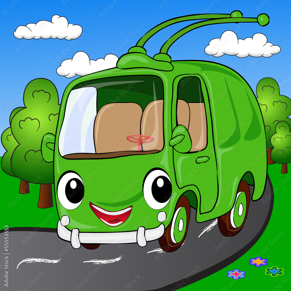 Cartoon trolleybus Stock Vector | Adobe Stock