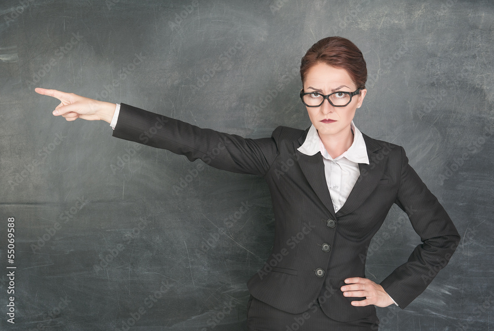 Angry teacher pointing out Stock-Foto | Adobe Stock
