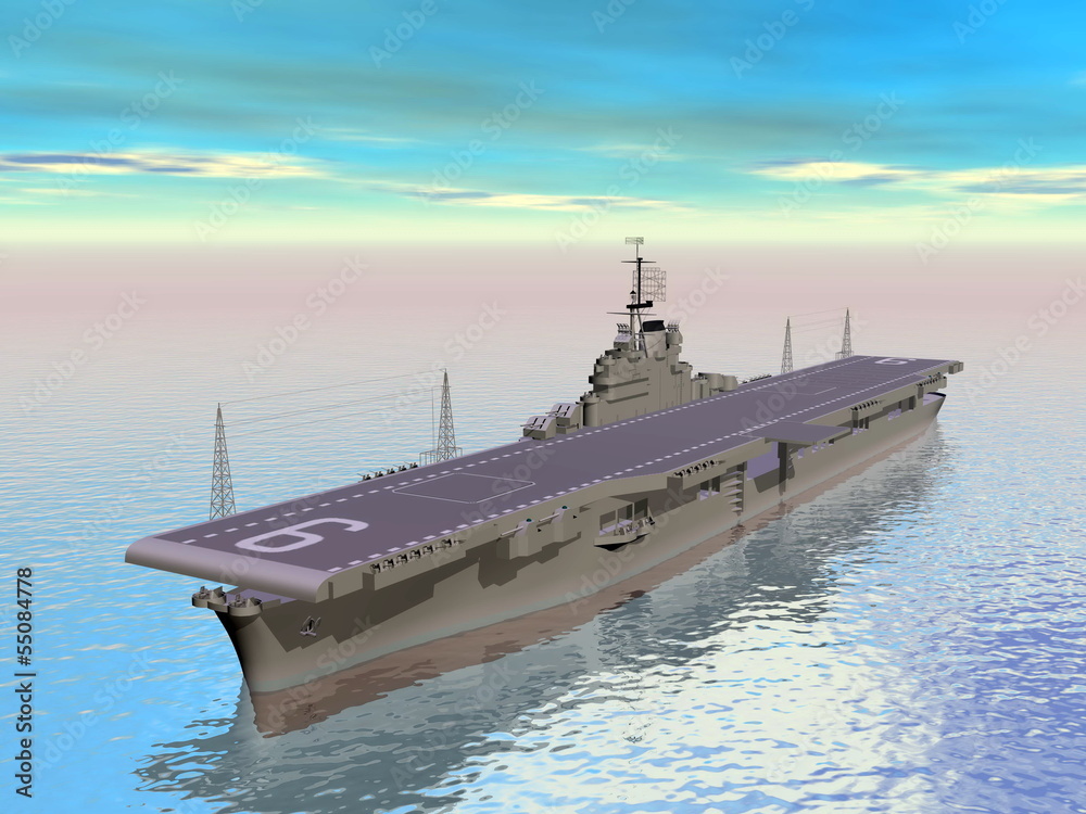 Aircraft carrier - 3D render Stock Illustration | Adobe Stock
