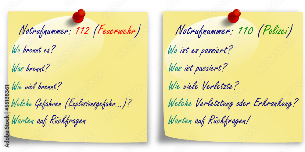 die 5 W - fragen der Polizei & Feuerwehr Stock-Vektorgrafik | Adobe Stock