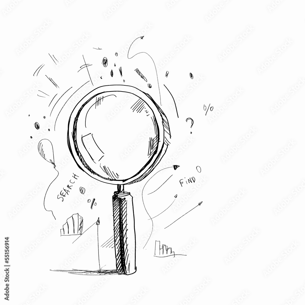 Sketch of magnifier Stock Photo | Adobe Stock