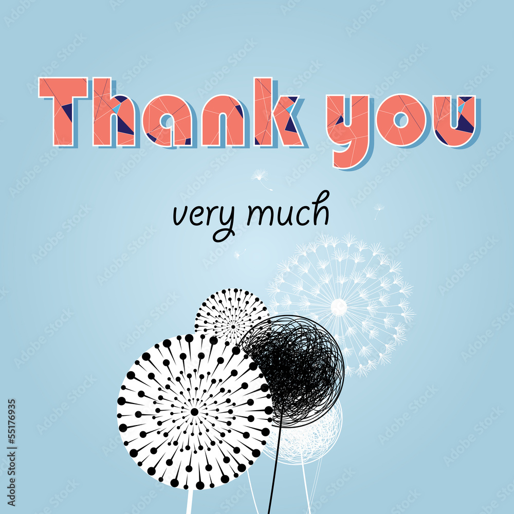 Thank you card, with font Stock Vector | Adobe Stock