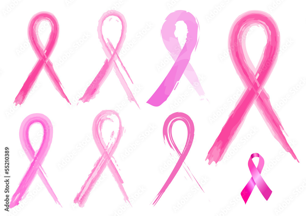 7 different breast cancer ribbons in brush strokes Stock Vector | Adobe ...