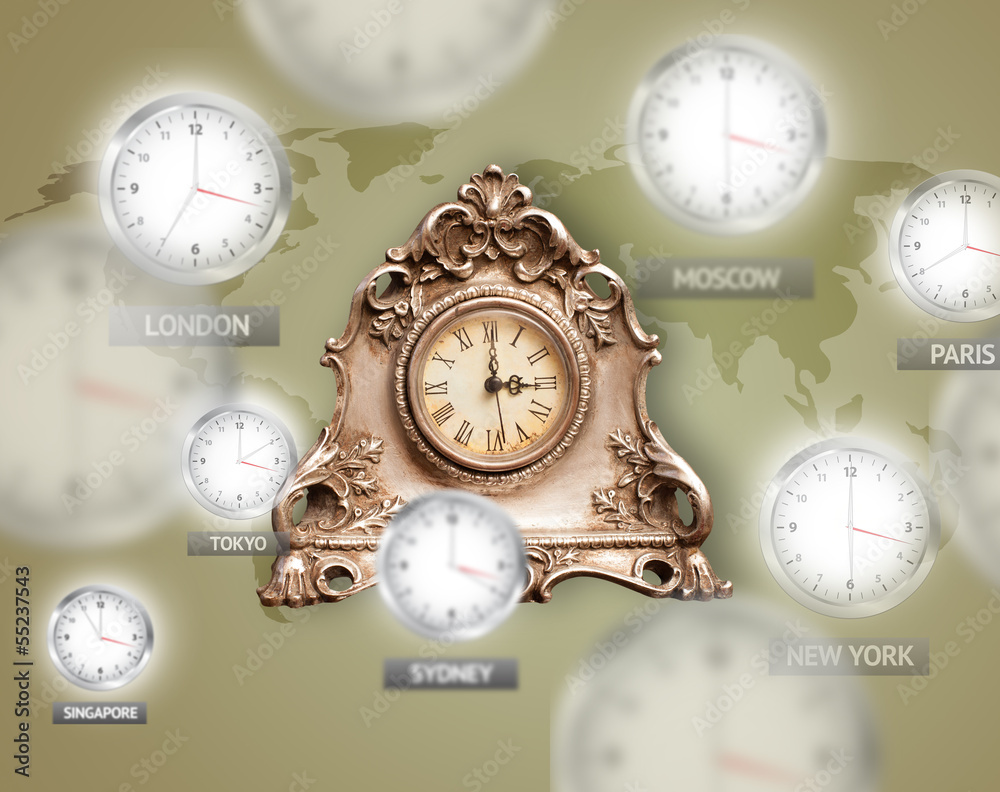 Clocks and time zones over the world concept Stock Photo | Adobe Stock