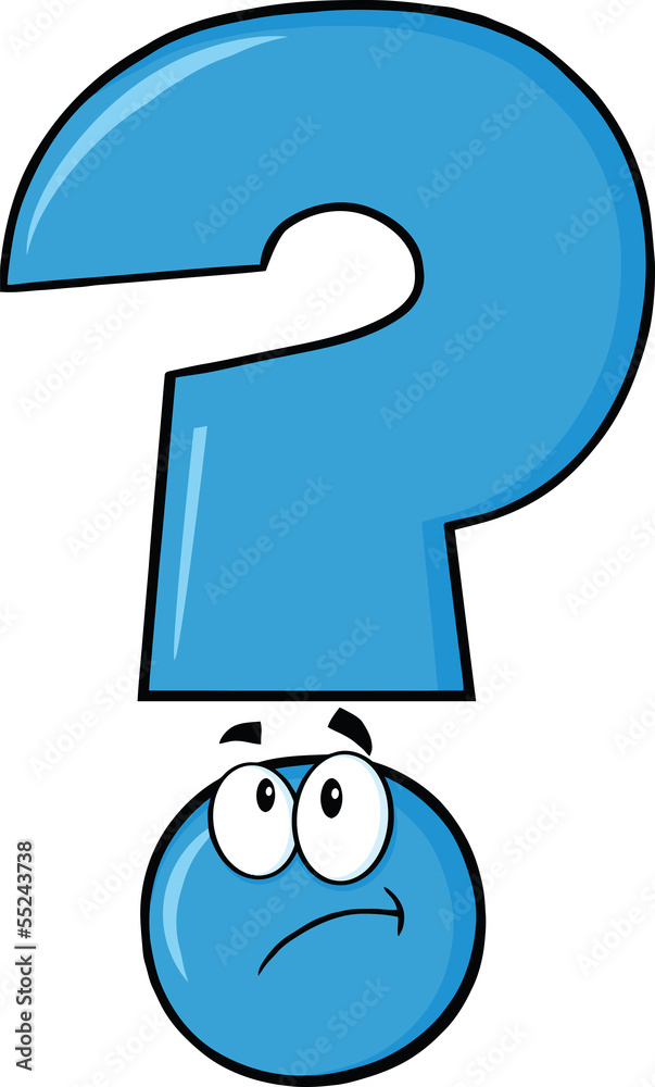 Blue Question Mark Cartoon Character Thinking Stock Vector | Adobe Stock