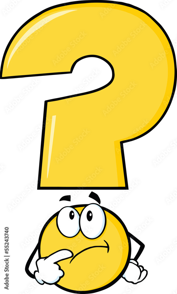 Happy Yellow Question Mark Cartoon Character Stock Vector | Adobe Stock