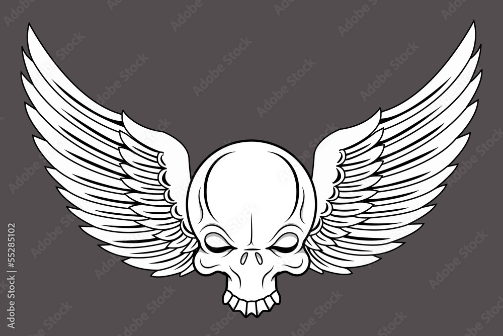 Flying Skull - Vector Cartoon Illustration Stock Vector | Adobe Stock