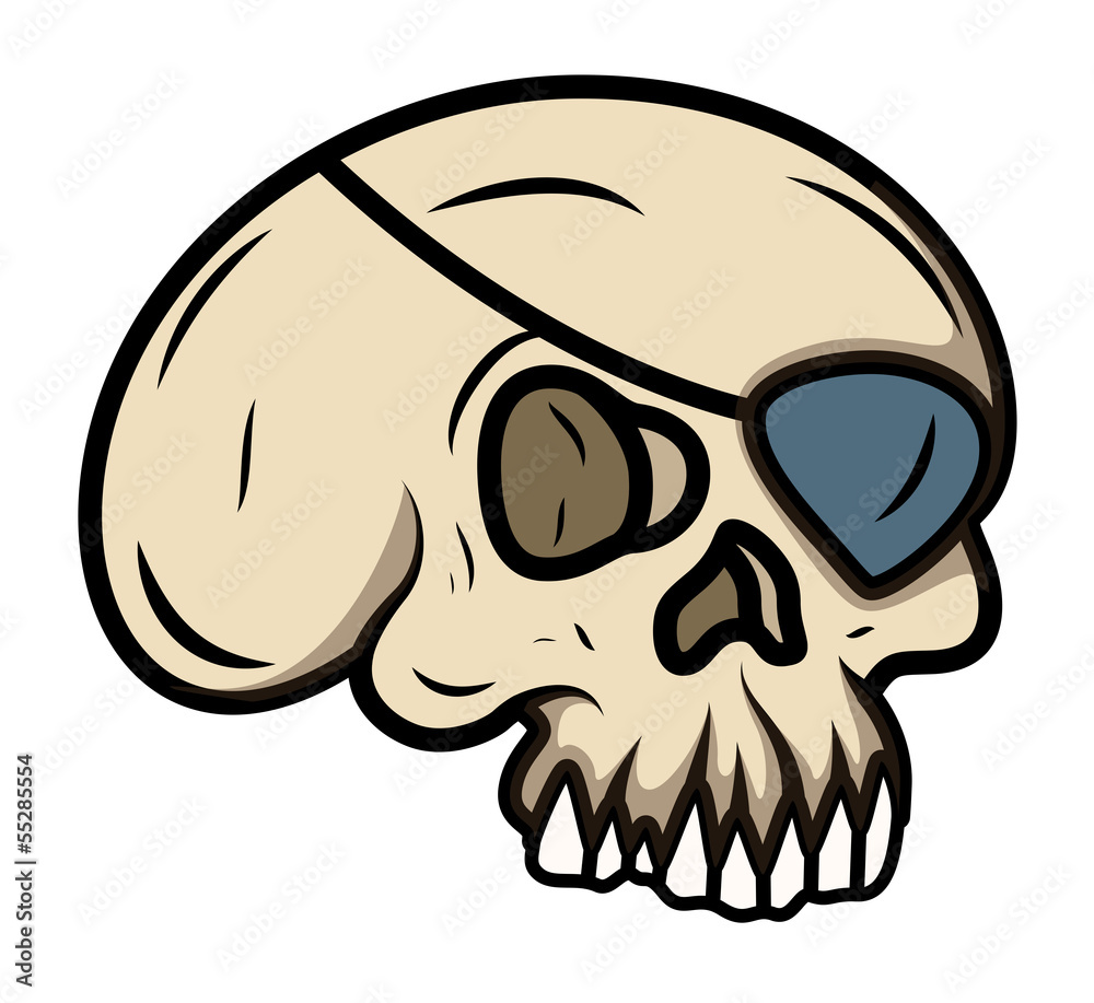 Cartoon Eye Patched Skull - Vector Cartoon Illustration Stock Vector ...