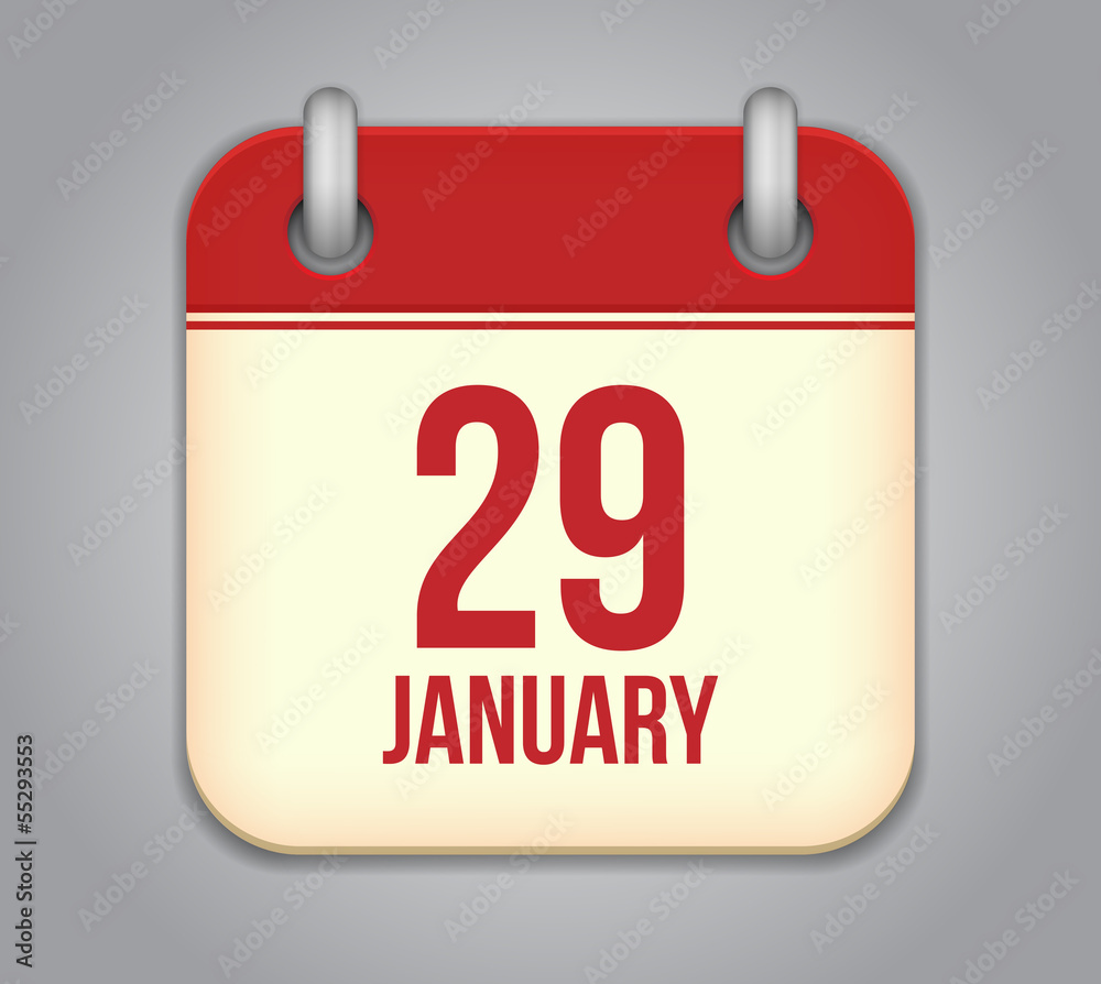 Vector calendar app icon. 29 January Stock Vector | Adobe Stock