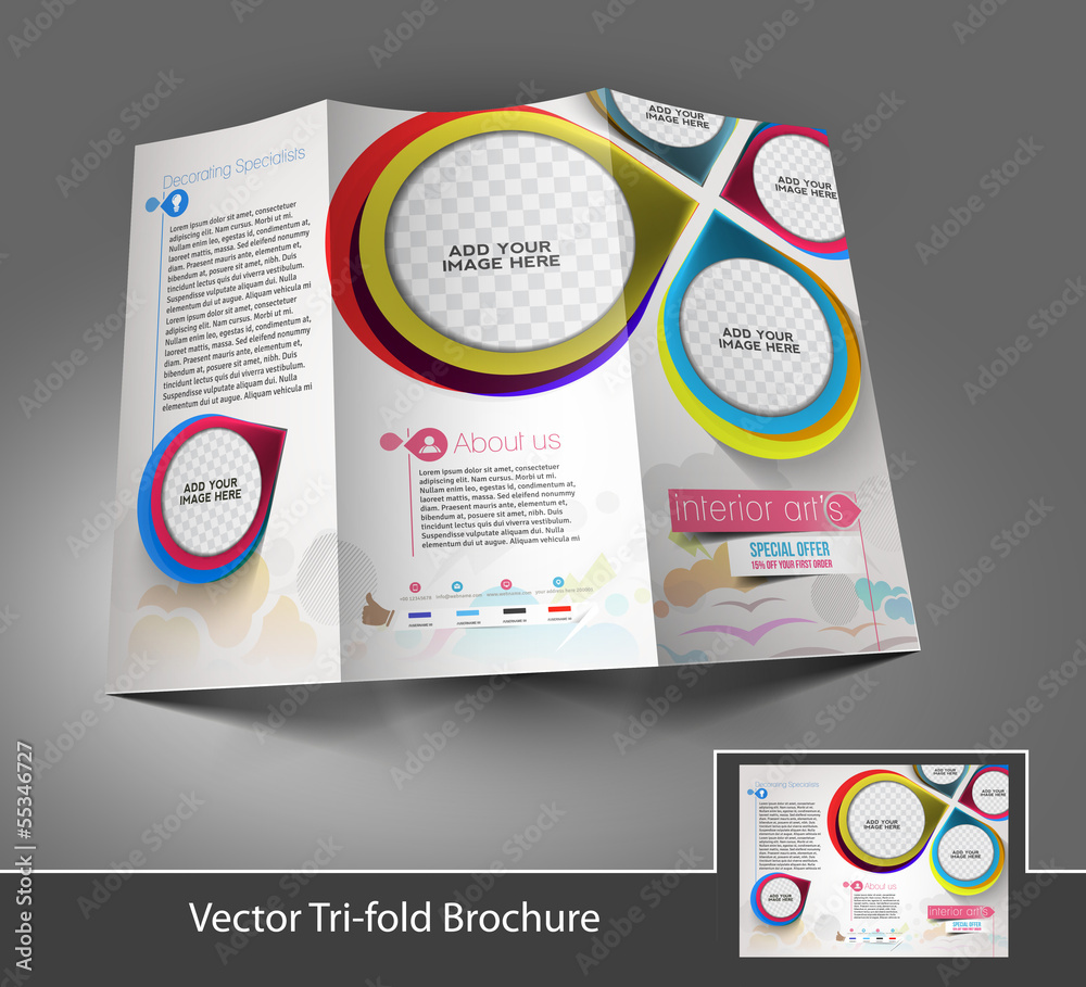 Tri-fold Interior Designers Front brochure design Stock Vector | Adobe ...