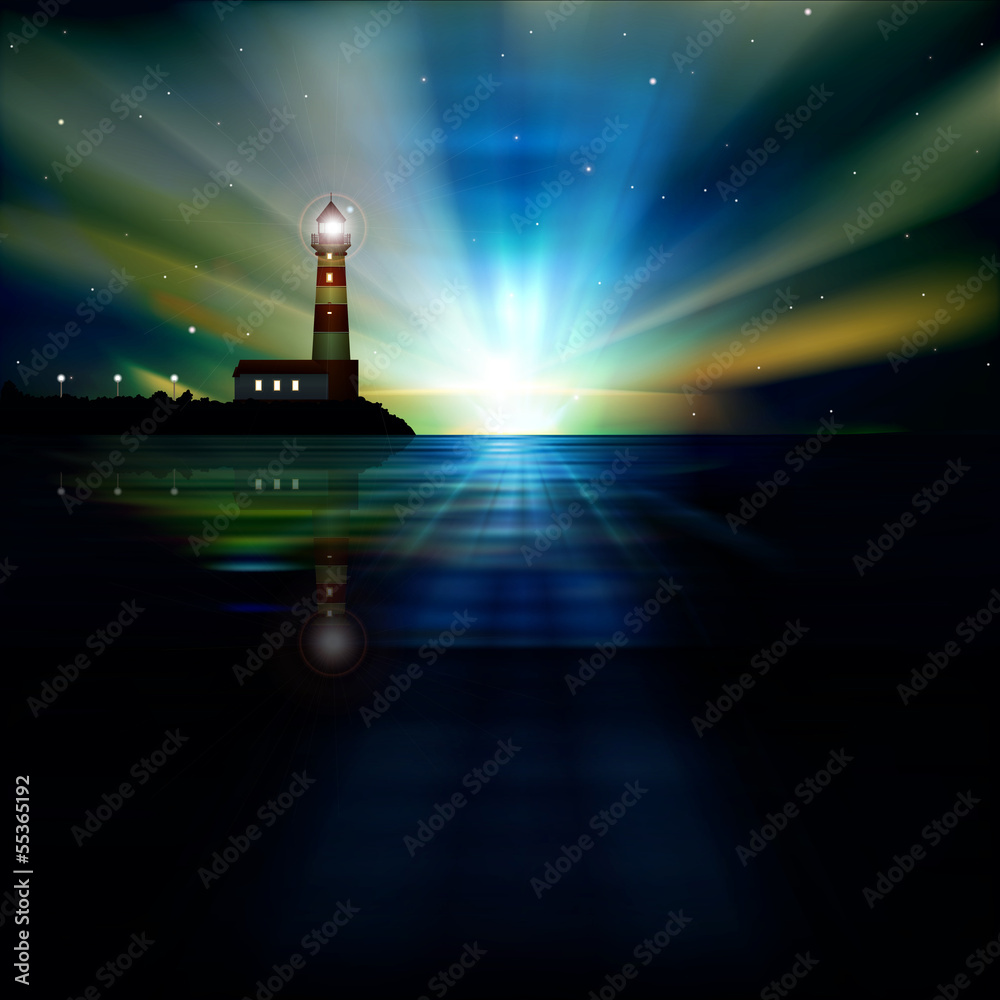 abstract ocean background with lighthouse Stock Vector | Adobe Stock