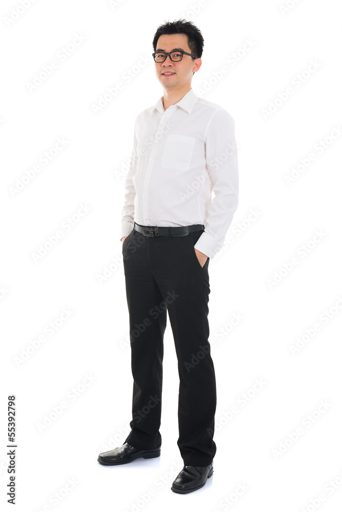 Full body Asian business man standing over white background Stock Photo ... Full body Asian business man standing over white background Stock Photo ...