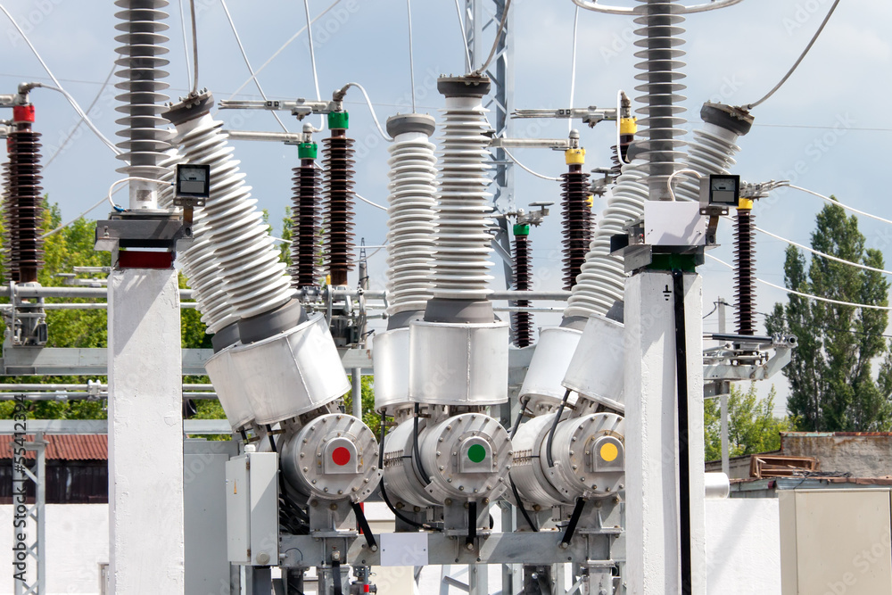 Electric power substation Stock Photo | Adobe Stock