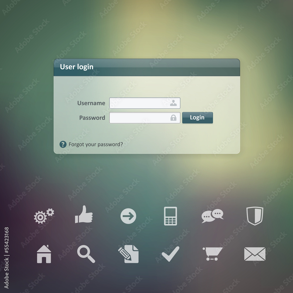 Vector login form ui element width useful web icons Stock Vector ...