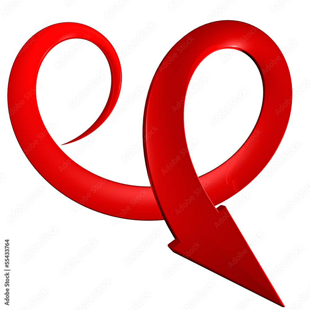 Illustrazione Stock Freccia rossa a spirale curve 3d | Adobe Stock