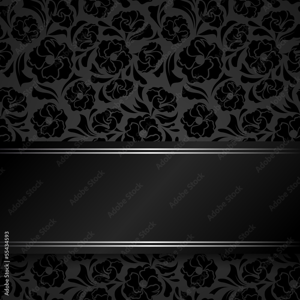 Vector black card with floral pattern. Stock Vector | Adobe Stock