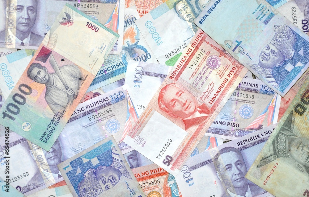 Currencies of Asean members Stock Photo | Adobe Stock