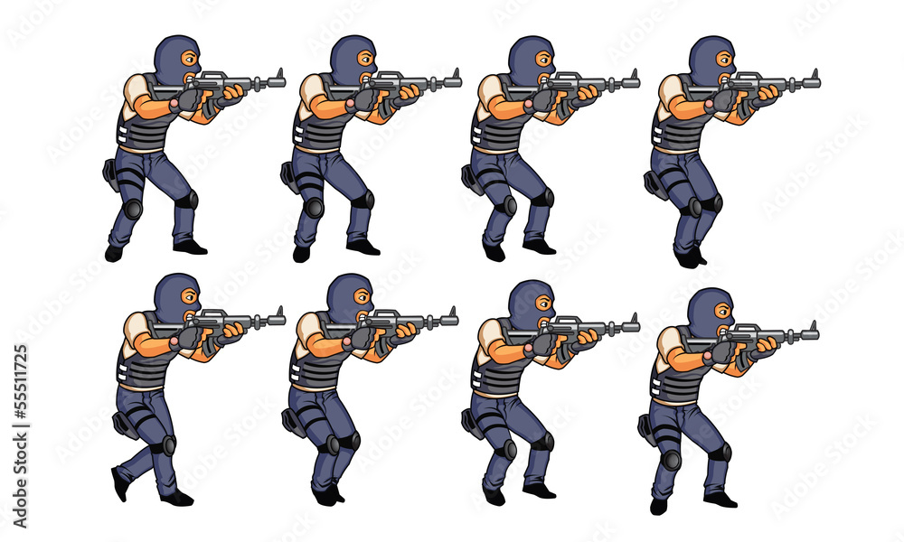 SWAT team Walking Animation Stock Vector | Adobe Stock