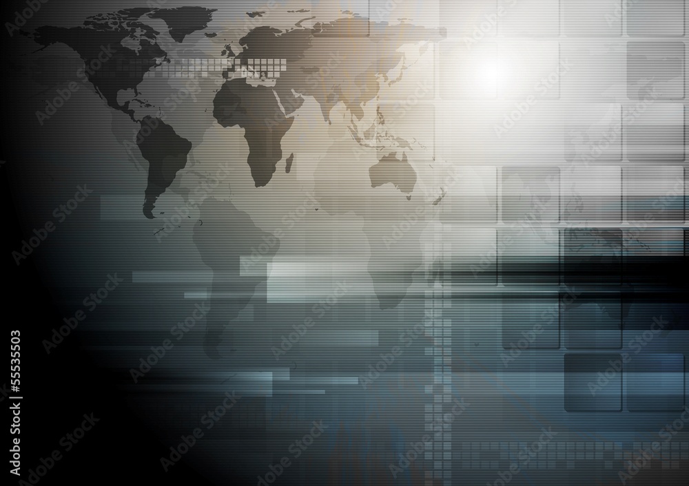 Dark technology vector world map design Stock Vector | Adobe Stock