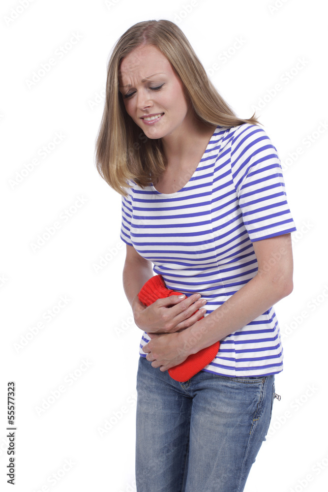 Junge Frau mit Blasenentzündung- Durchfall - woman with stomach Stock ...