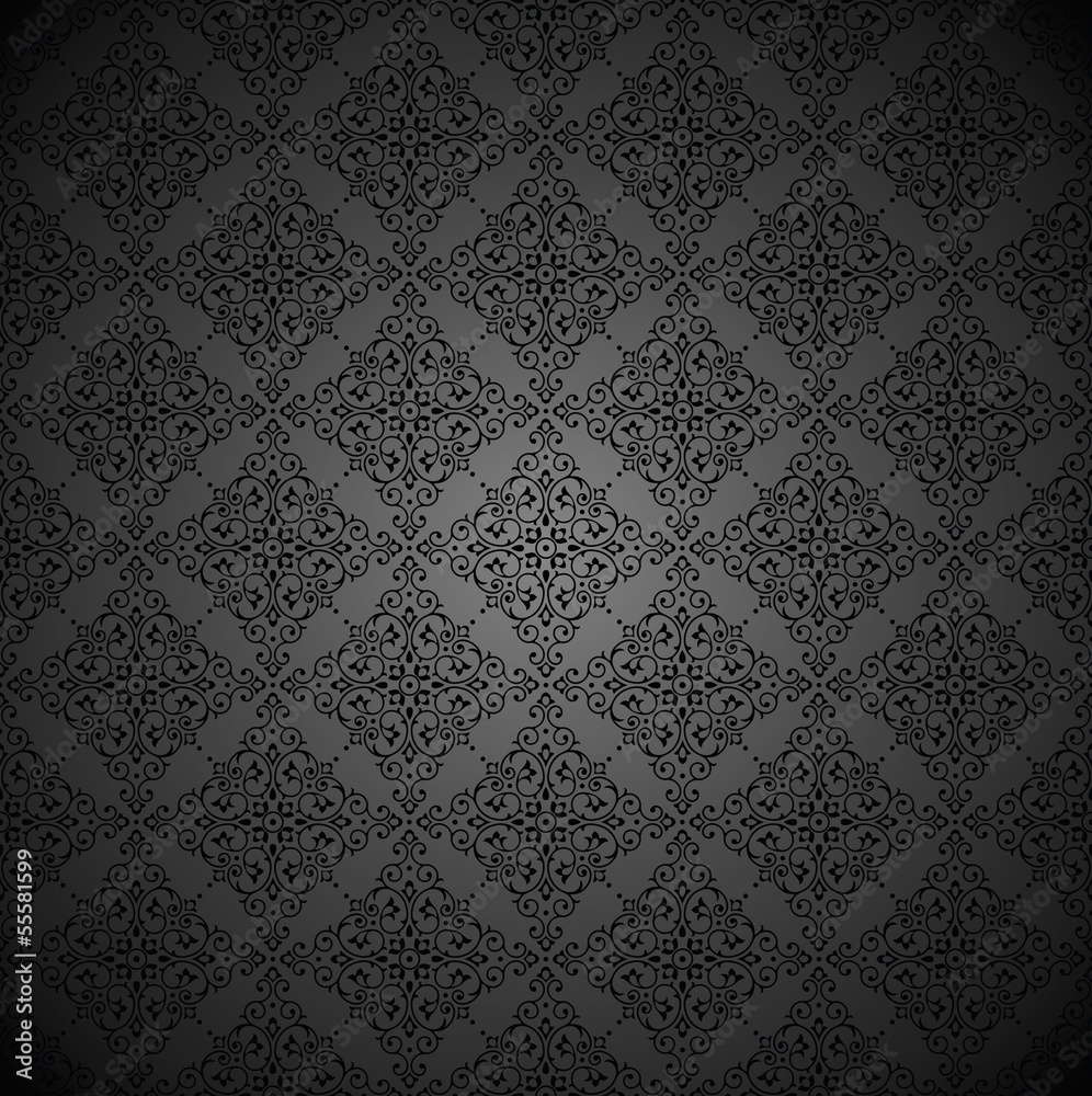 Royal black ornamental wallpaper Stock Vector | Adobe Stock