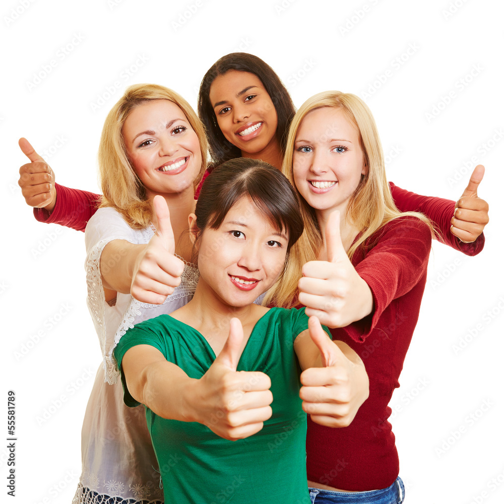 Group of young women holding thumbs up Stock Photo | Adobe Stock