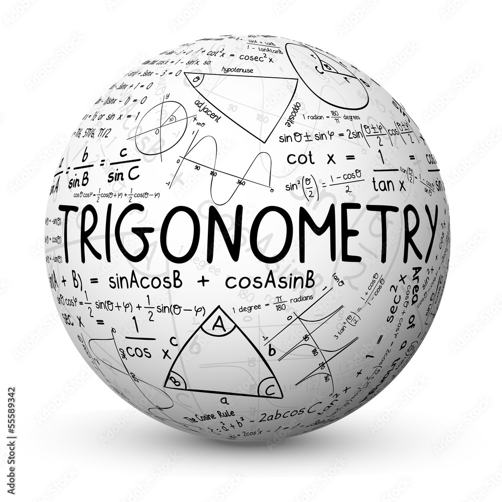 "TRIGONOMETRY" Sphere (mathematics math maths sketch notes) Stock ...