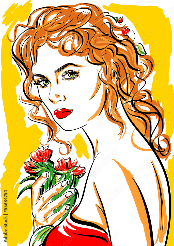 femme rousse Illustration Stock | Adobe Stock