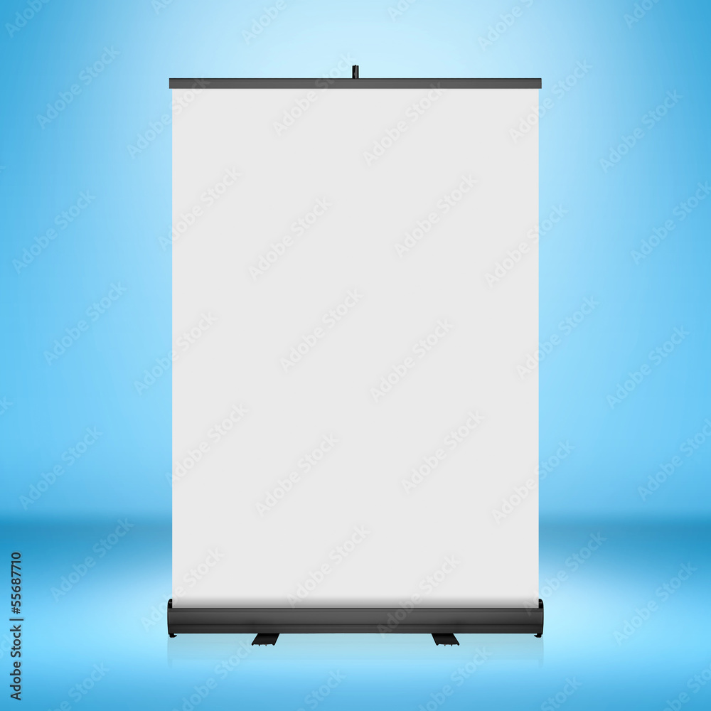 Clear empty background with blank roll up banner display. Stock Photo ...