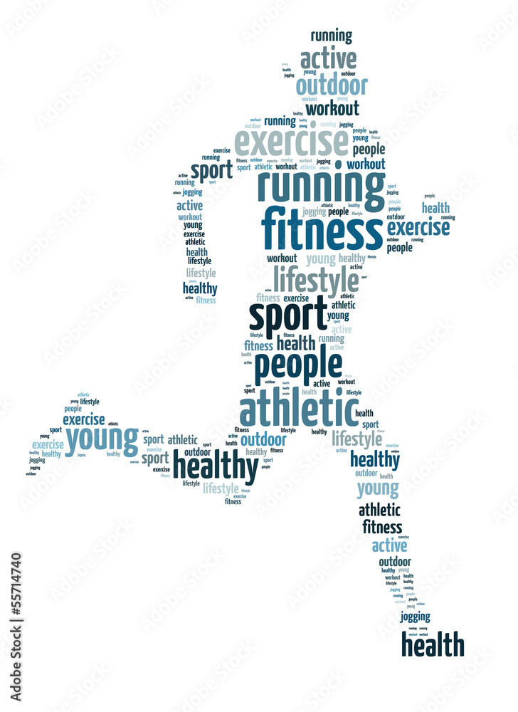 Words illustration of a man jogging over white background Stock ...