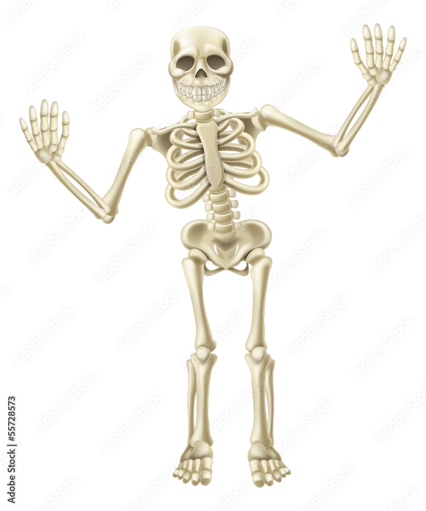 Cartoon Waving Skeleton Character Stock Vector | Adobe Stock