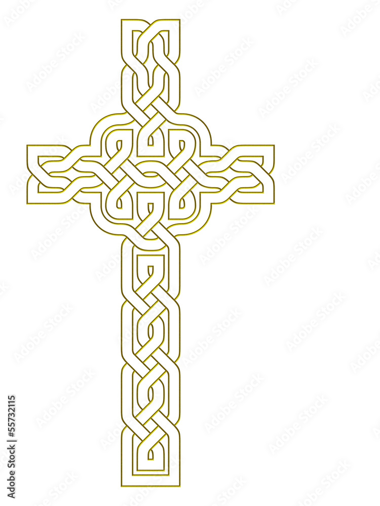 Gold metal effect cross over white background Stock Photo | Adobe Stock
