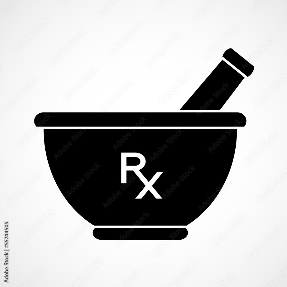 Vector pharmacy symbol - mortar and pestle vector de Stock | Adobe Stock