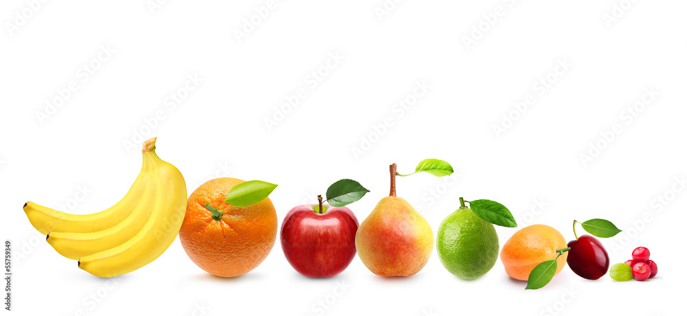 Different tipe of fruits isolated on white background with copy Stock ...