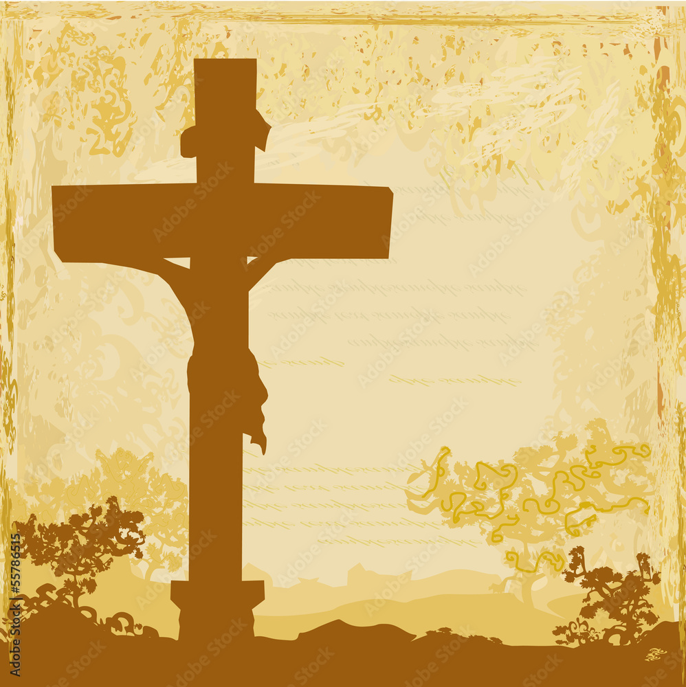 Jesus Christ crucified , grunge background Stock Illustration | Adobe Stock