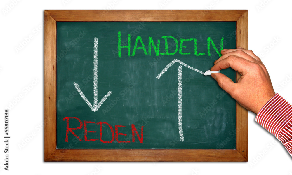 Kreidetafel II - Handeln - Reden Stock Illustration | Adobe Stock