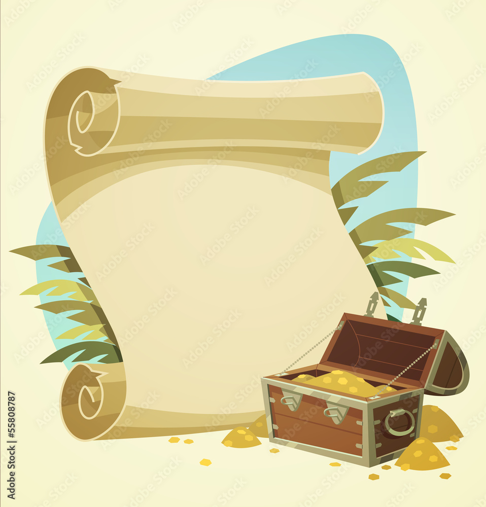 Pirate treasure chest. Vector illustration. Stock Vector | Adobe Stock