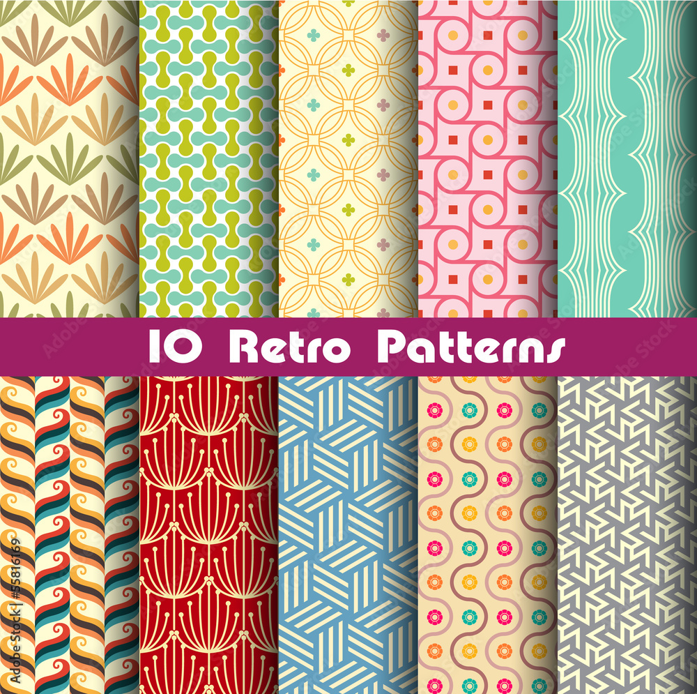 retro seamless patterns collection Stock Vector | Adobe Stock