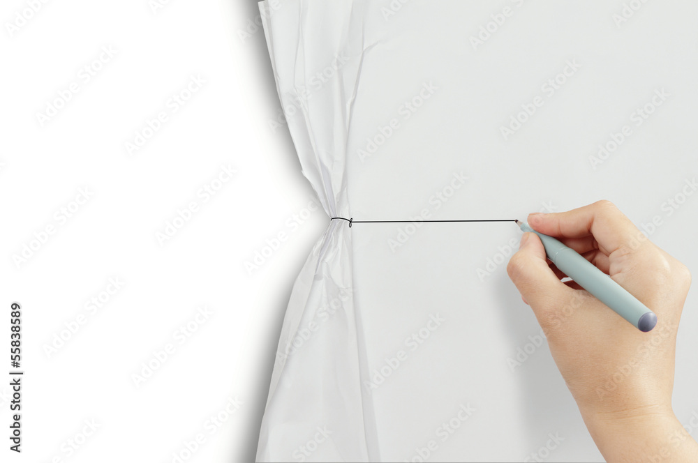 hand drawing rope open wrinkled paper show white background Stock Photo ...