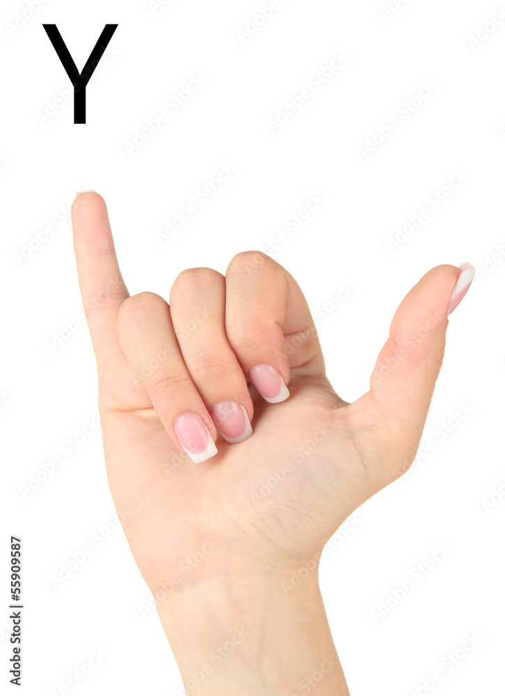 Finger Spelling the Alphabet in American Sign Language (ASL). Stock ...