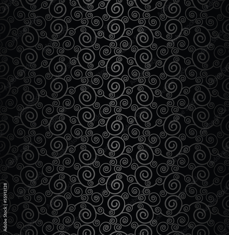 Seamless black swirly background Stock Vector | Adobe Stock