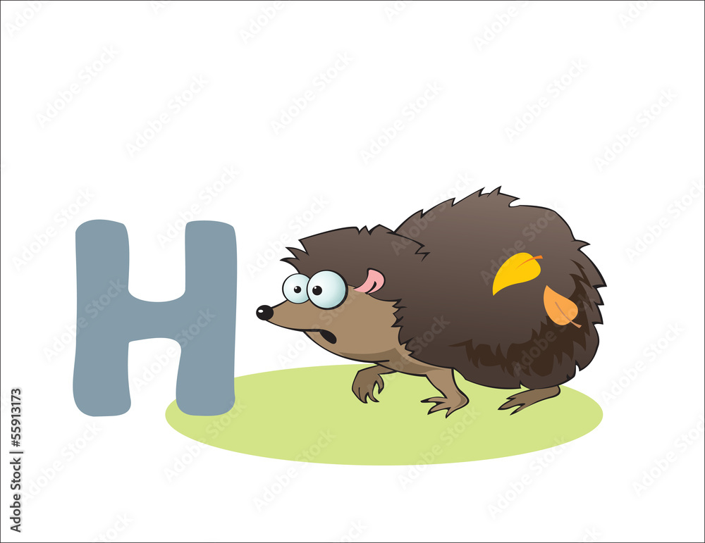 Cartoon Hedgehog and letter H Stock Vector | Adobe Stock